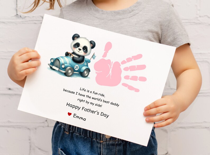 Fathers Day Race Car Handprint Art Craft, Personalized Gift for Dad ...
