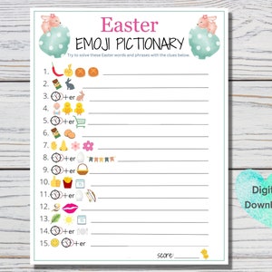 Easter Emoji Pictionary, Printable Easter Games, Easter Party Games ...