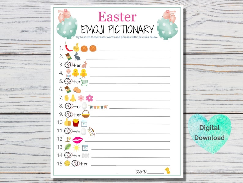 Easter Emoji Pictionary, Printable Easter Games, Easter Party Games ...