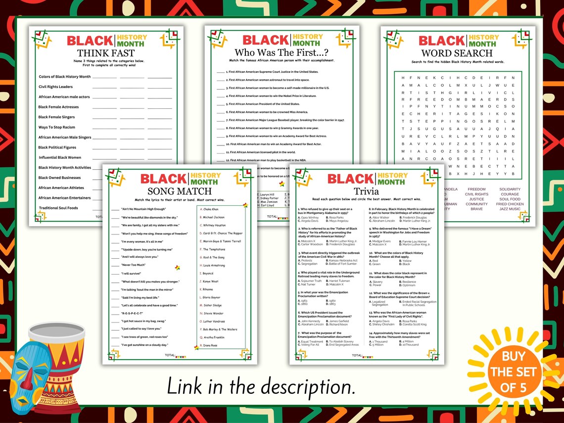 Black History Month Music Trivia Game, Black History Trivia, Black ...