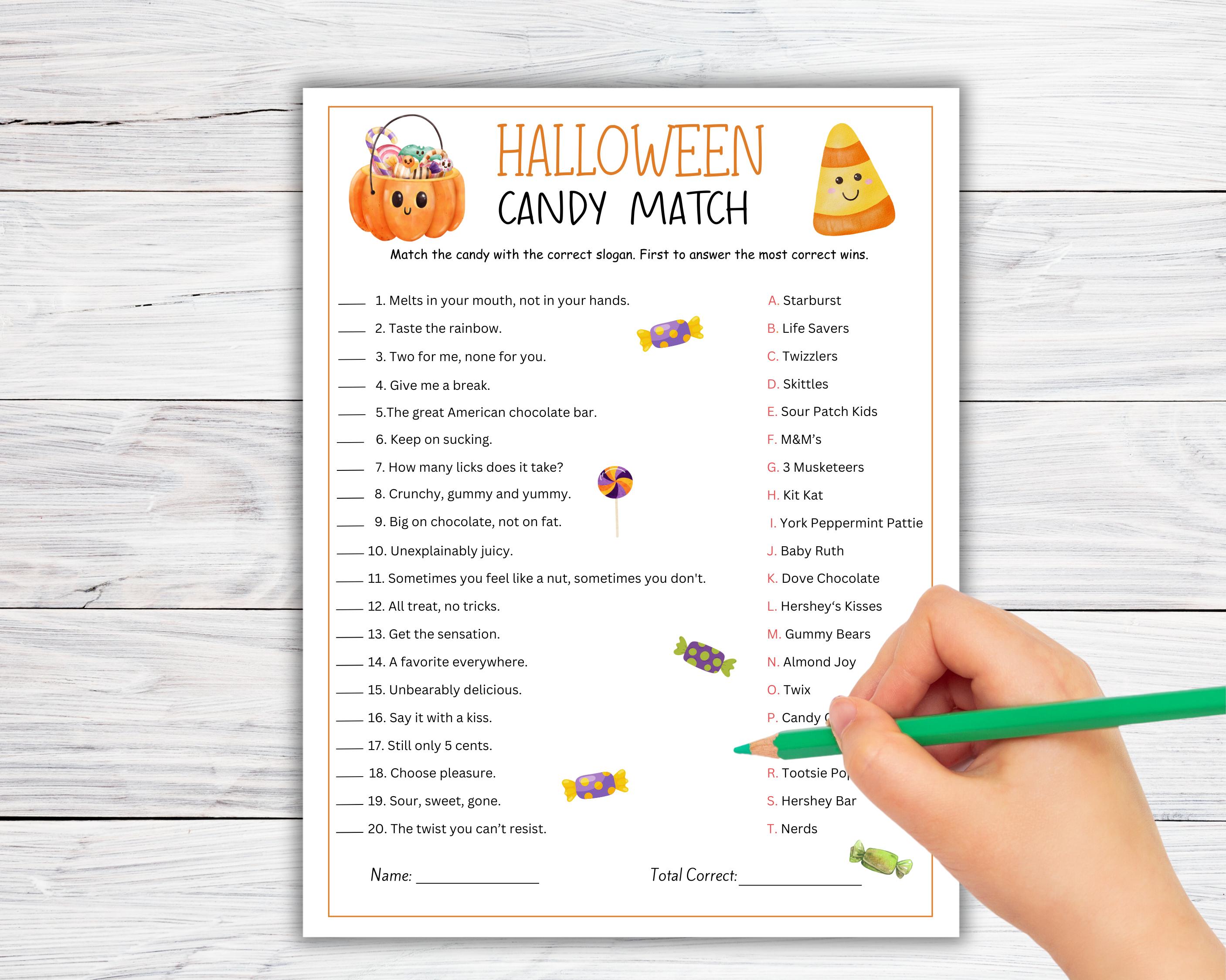 Halloween Candy Match Game, Halloween Trivia, Halloween Party Games ...