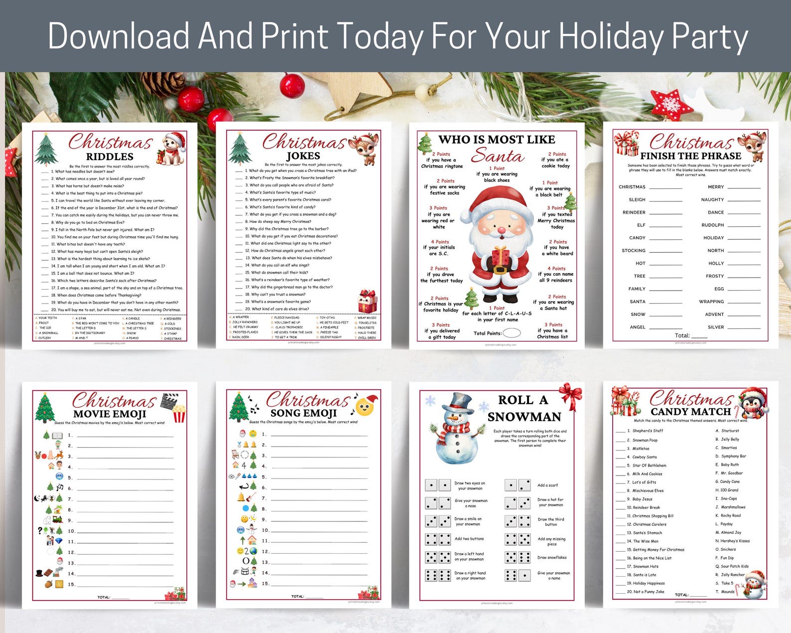 Christmas Game Bundle, Christmas Party Games Printable, Holiday Office ...