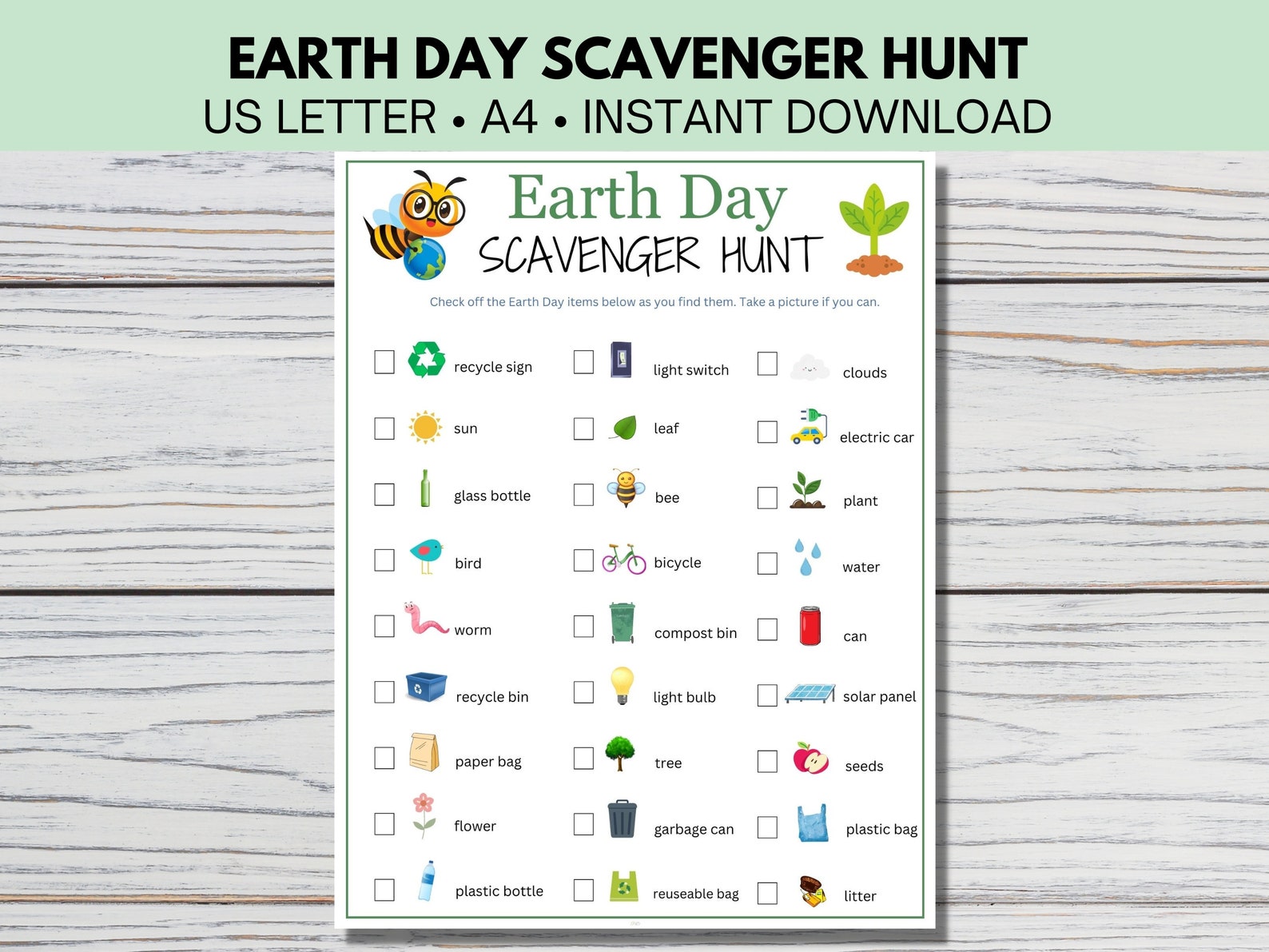 Earth Day Scavenger Hunt, Earth Day Printable Activities, Environmental ...