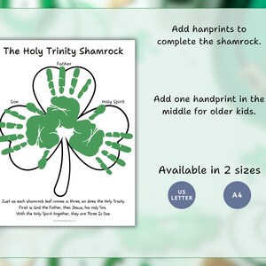 St. Patrick's Day Handprint Art, Christian St Patricks Day Craft, Holy ...