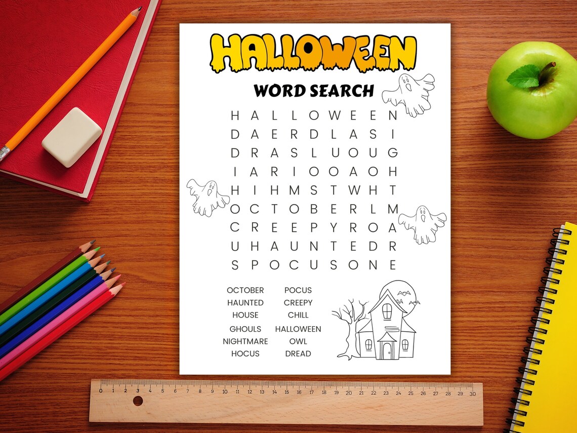 Halloween Word Search Puzzle, Halloween Word Search Game, Halloween ...