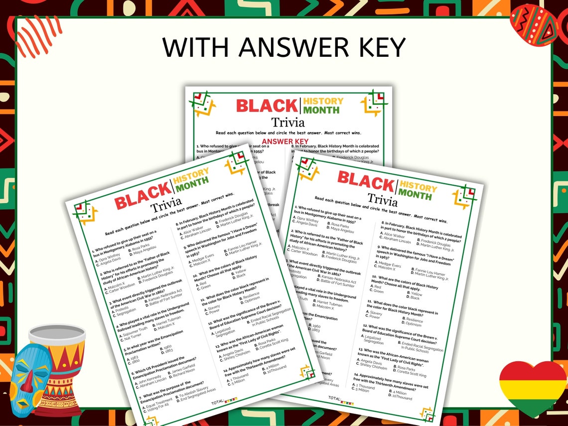 Black History Month Trivia, Black History Trivia, African American ...