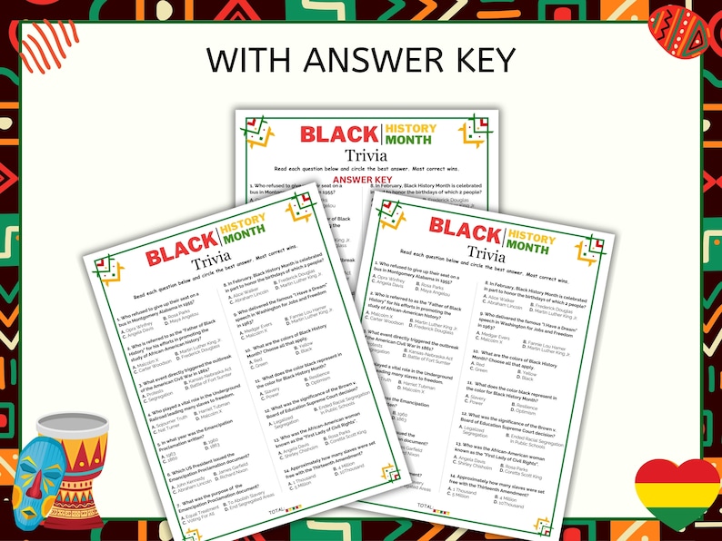 Black History Month Trivia, Black History Trivia, African American ...