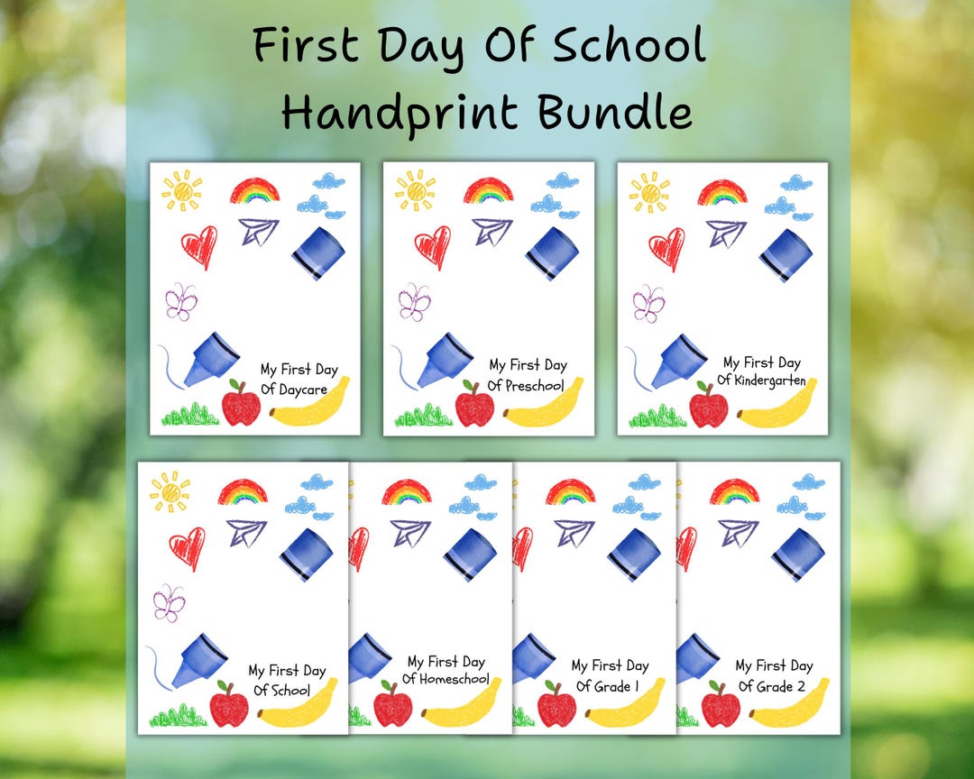 First Day of School Handprint Art Bundle, Back to School Printable ...