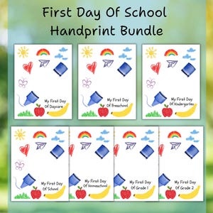 First Day of School Handprint Art Bundle, Back to School Printable ...