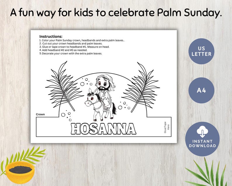 Palm Sunday Craft, Paper Crown Printable, Holy Week Activity, Sunday ...