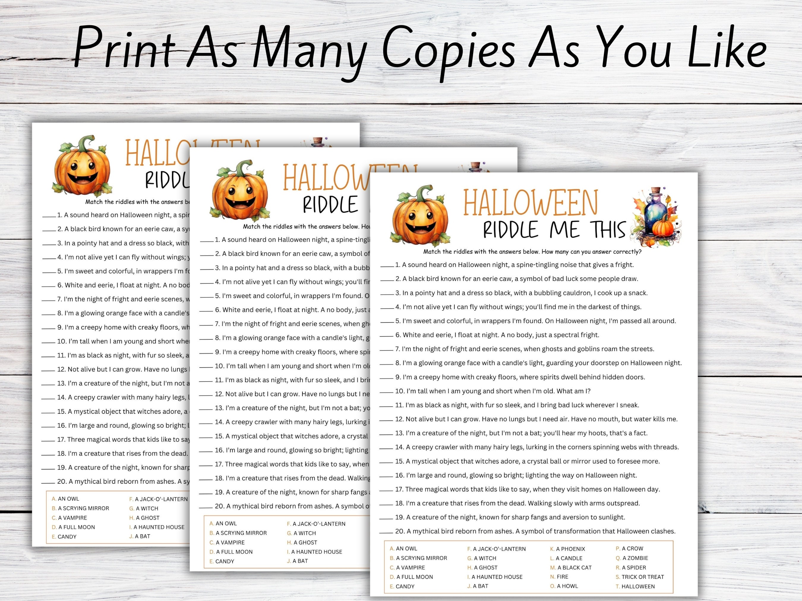 Halloween Riddle Me This, Halloween Trivia Game, Halloween Riddles ...