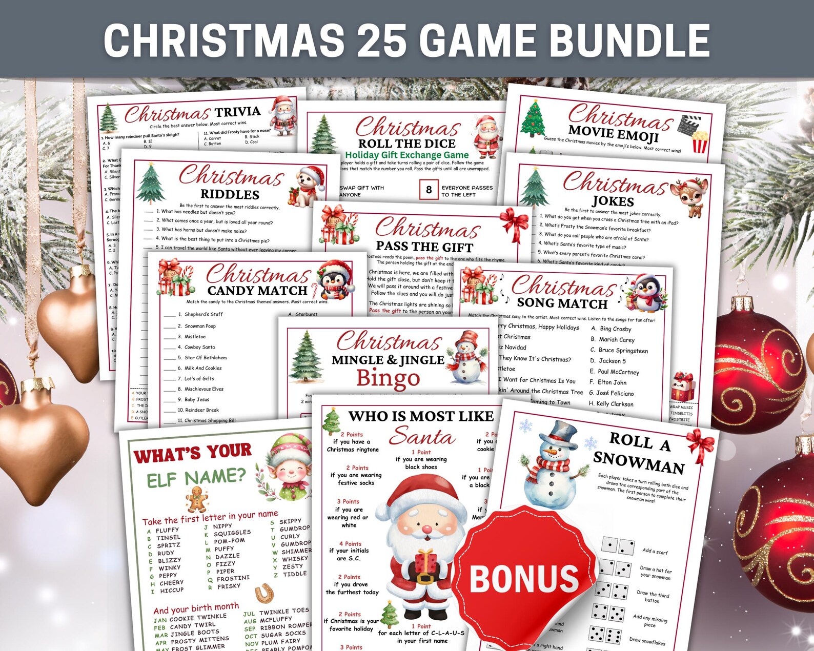 Christmas Game Bundle, Christmas Party Games Printable, Holiday Office ...