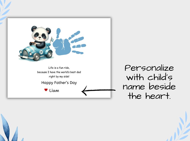 Fathers Day Race Car Handprint Art Craft, Personalized Gift for Dad ...