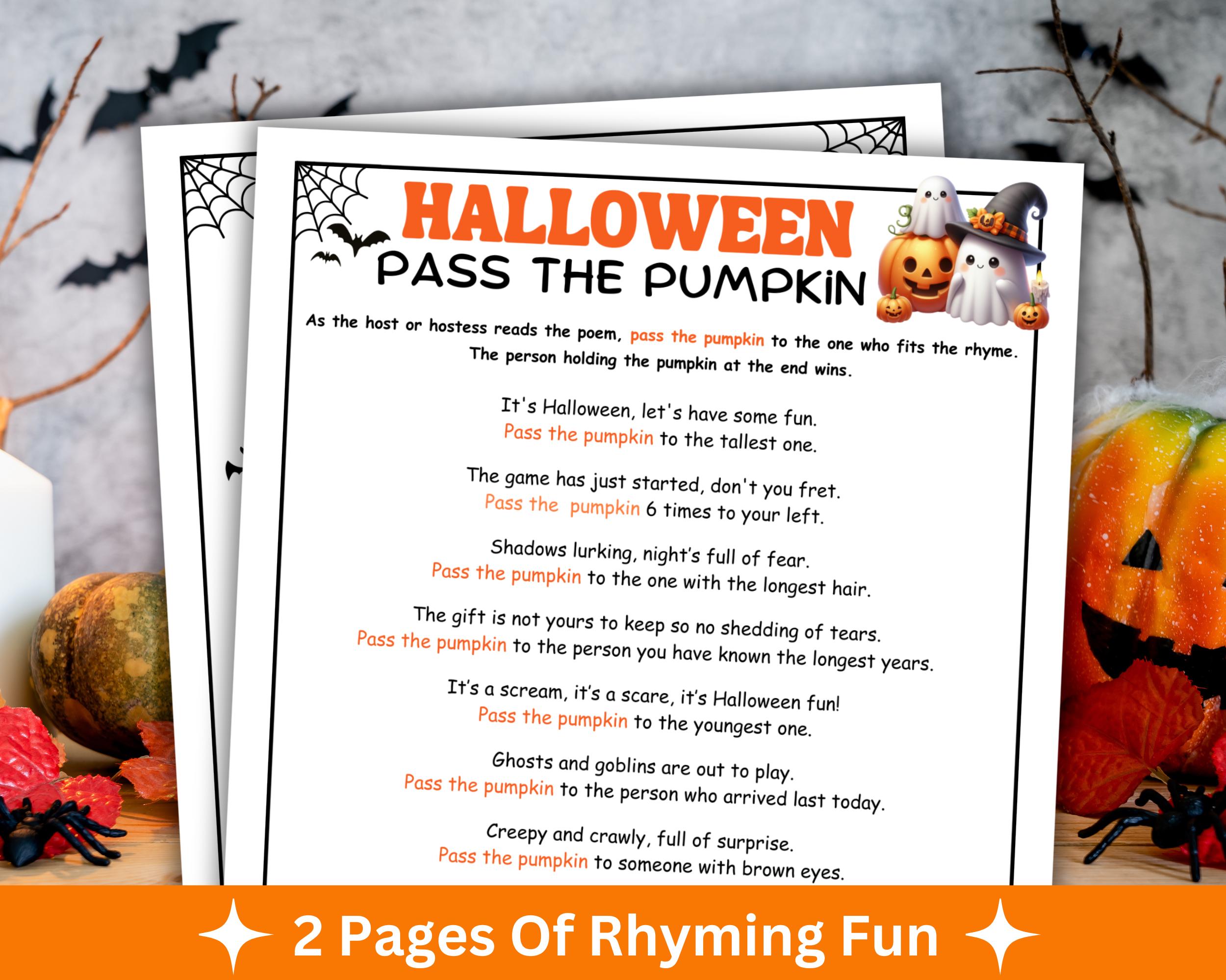 Pass the Pumpkin Halloween Game, Halloween Printable Game, Left Right ...