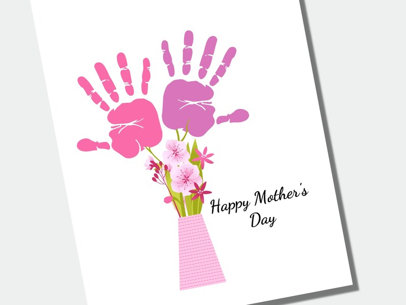 Mothers Day Handprint Art Printable Gift for Mom Mommy Grandma Aunt ...