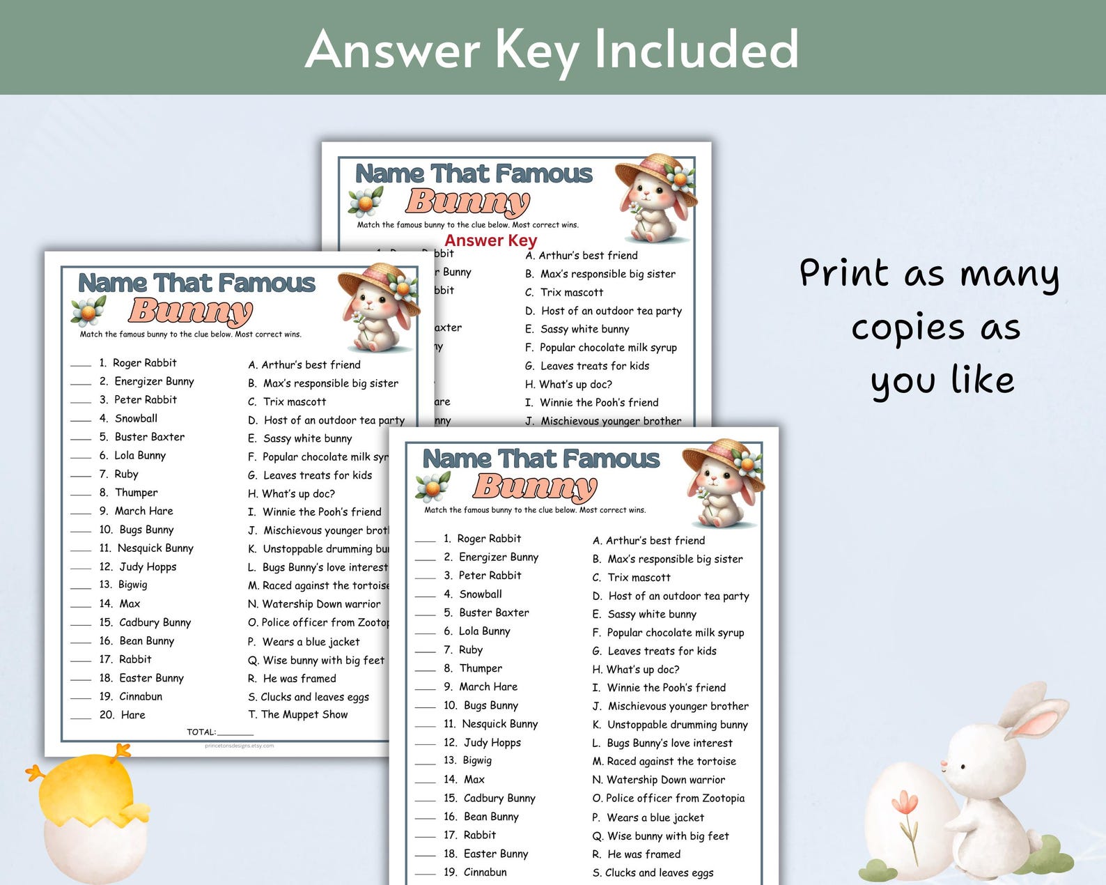Easter Trivia Name That Bunny Game, Printable Easter Activity, Easter ...