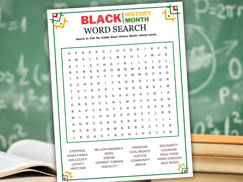 Black History Month Word Search Game, Black History Game, African ...