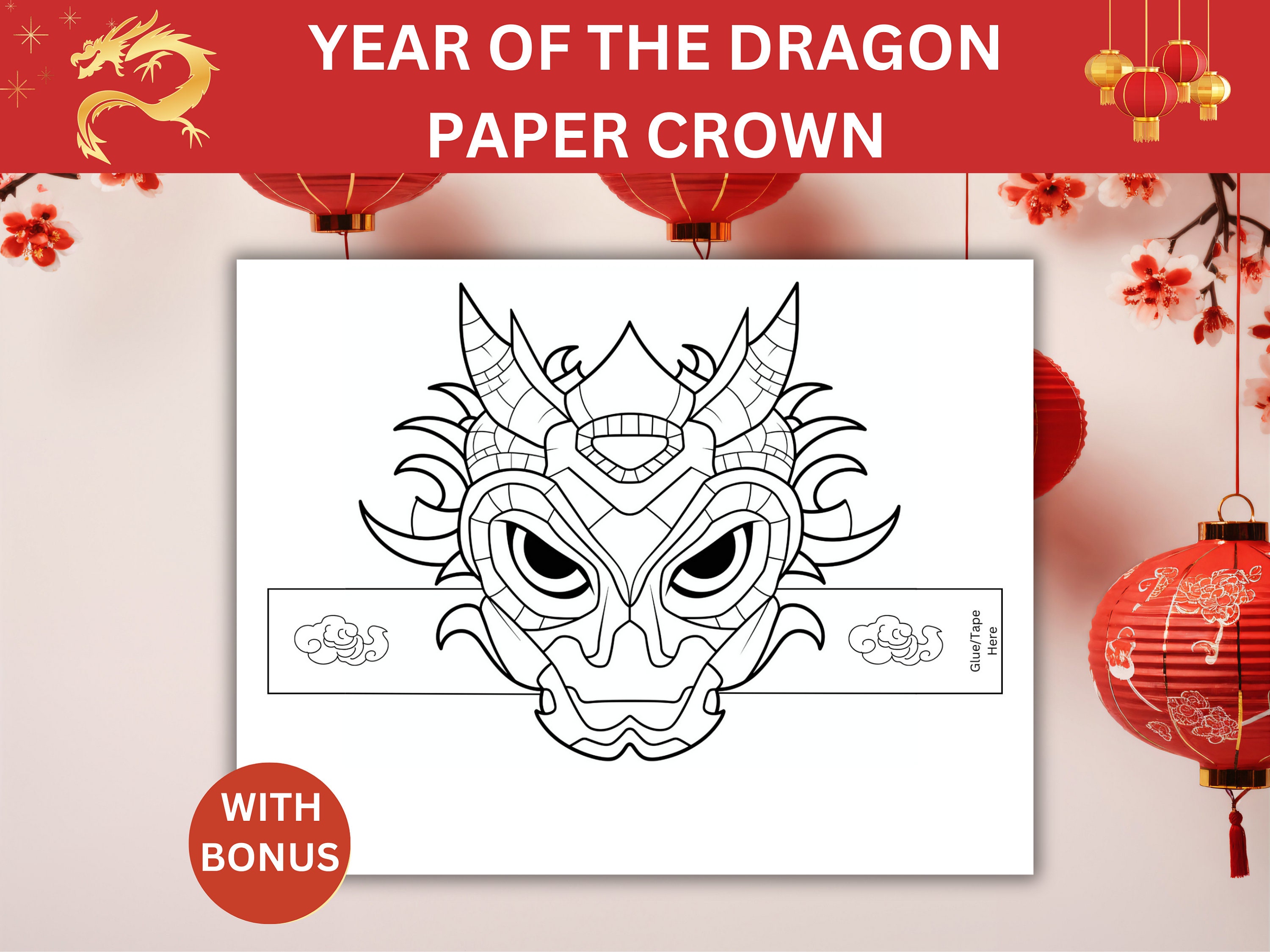 Year of the Dragon Paper Crown Craft, Lunar New Year Dragon Craft ...
