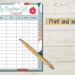 Christmas Gift Tracker Printable Christmas Gift List Printable Holiday ...
