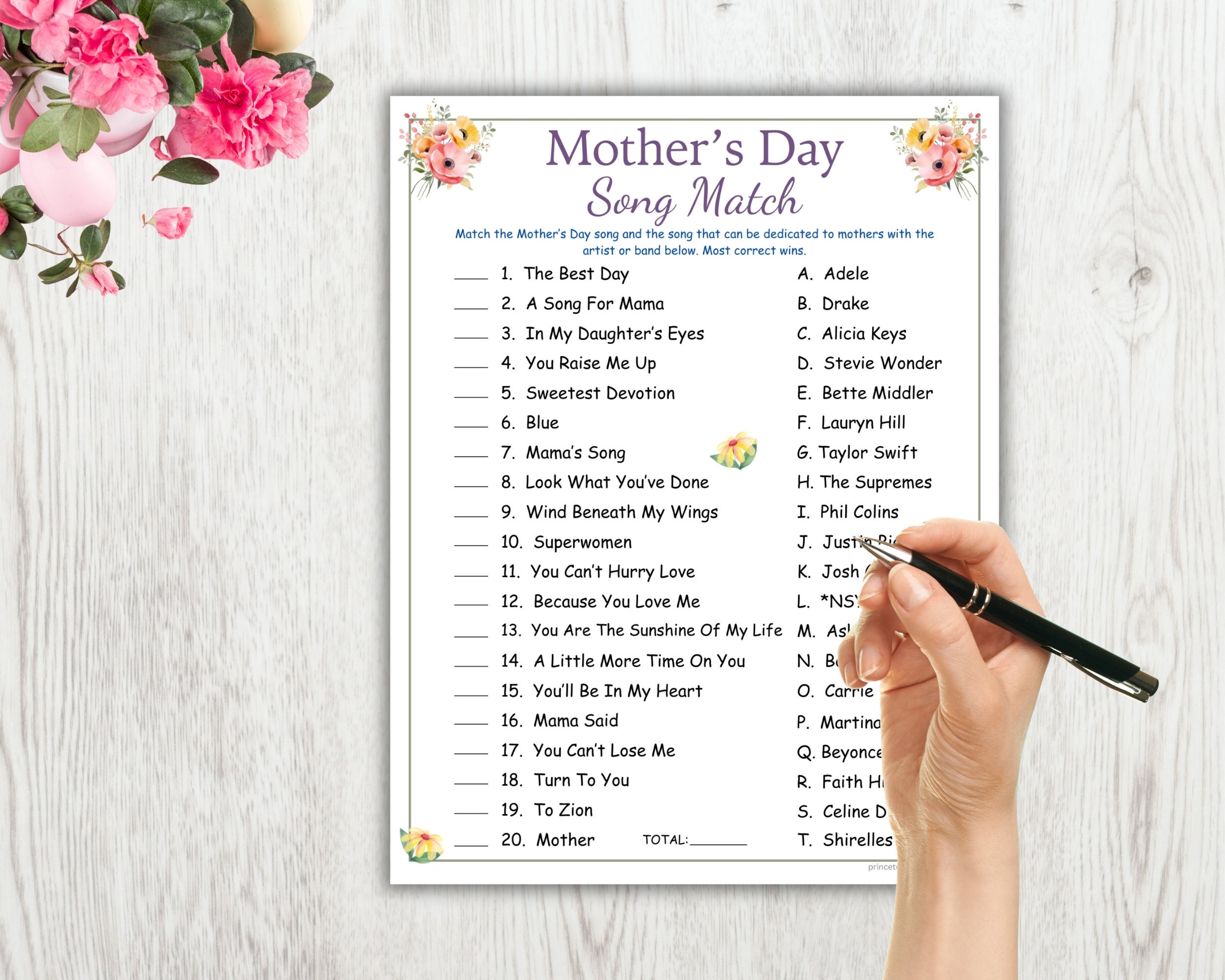 Mothers Day Activity, Mothers Day Song Match, Mothers Day Music Trivia ...