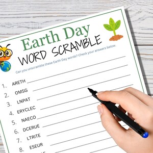 Earth Day Word Scramble, Earth Day Printable Game, Environmental ...