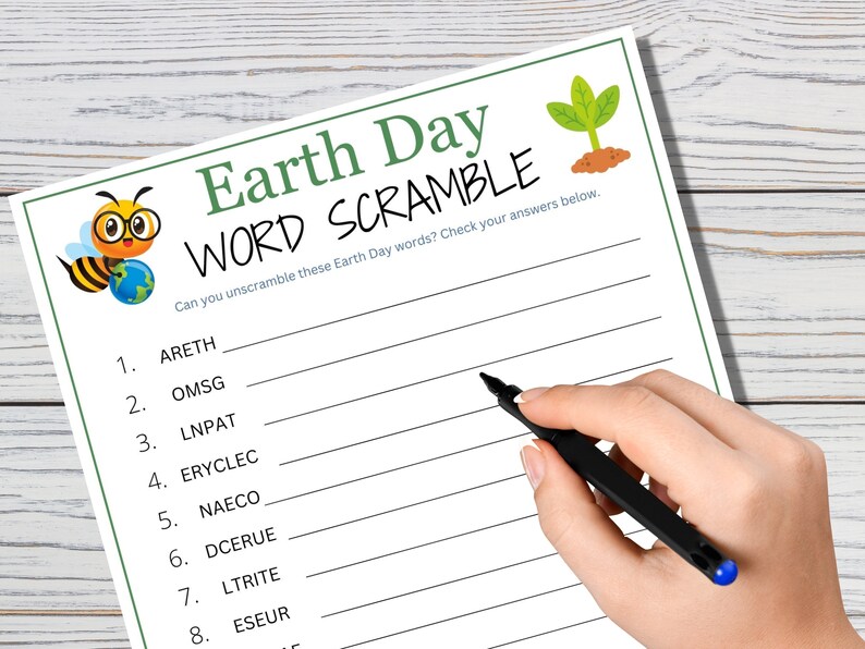 Earth Day Word Scramble, Earth Day Printable Game, Environmental ...