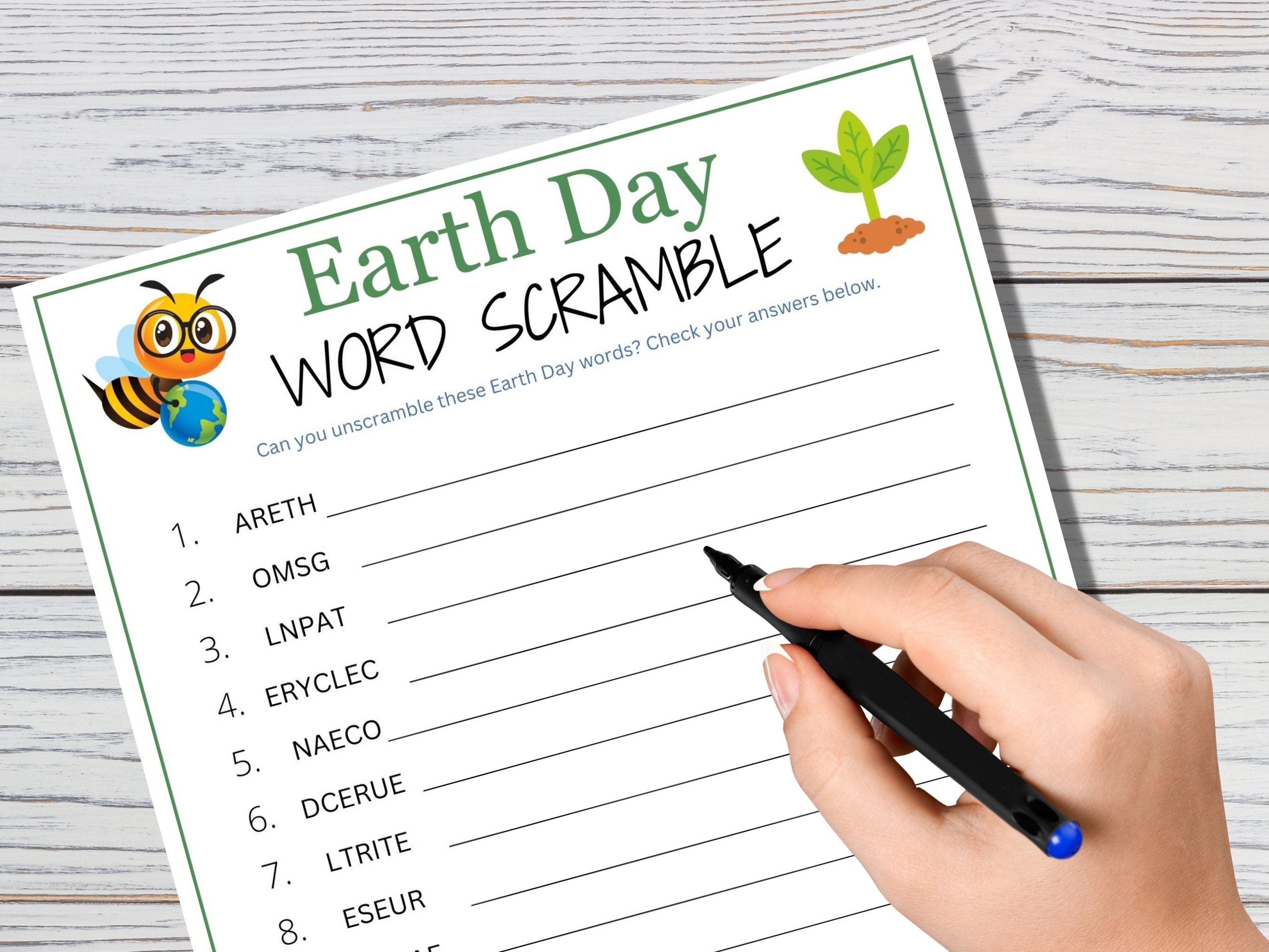 Earth Day Word Scramble, Earth Day Printable Game, Environmental ...