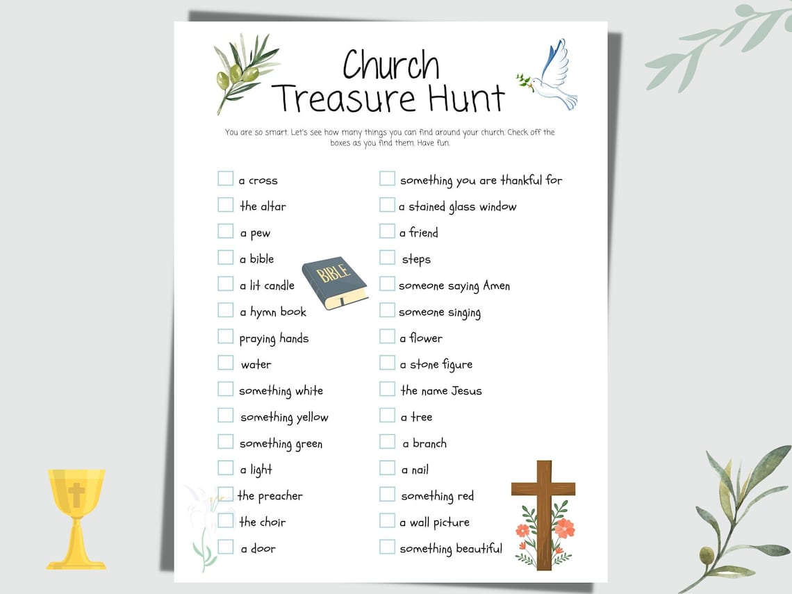 Church Treasure Hunt for Kids, Church Scavenger Hunt, I Spy Game ...