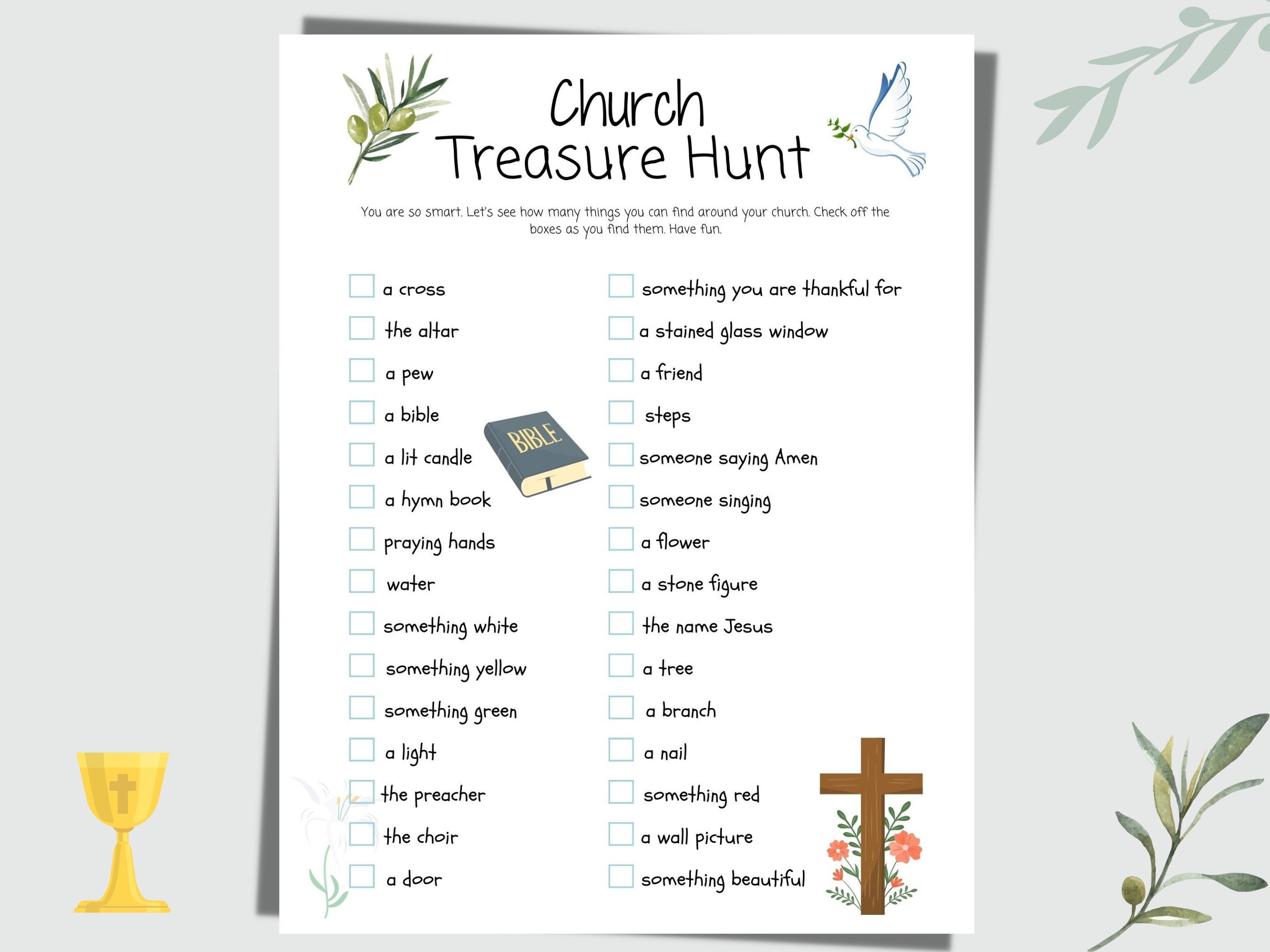 Church Treasure Hunt for Kids, Church Scavenger Hunt, I Spy Game ...