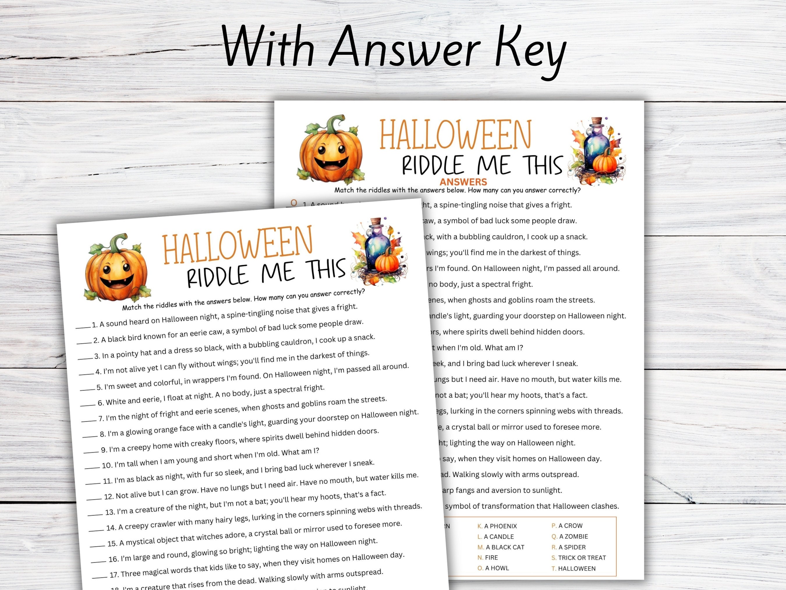 Halloween Riddle Me This, Halloween Trivia Game, Halloween Riddles ...