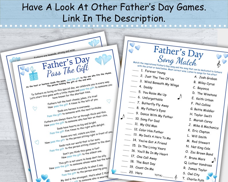Fathers Day Games, Fathers Day Songs Match Game, Fathers Day Music ...
