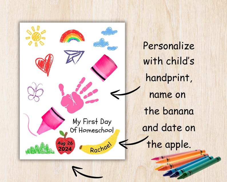 First Day of Homeschool Handprint Craft, Back to School Printable Sign ...