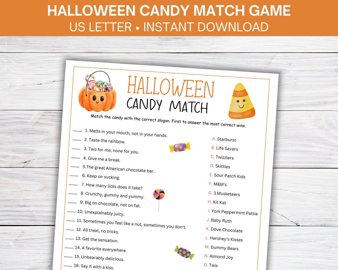 Halloween Candy Match Game, Halloween Trivia, Halloween Party Games ...