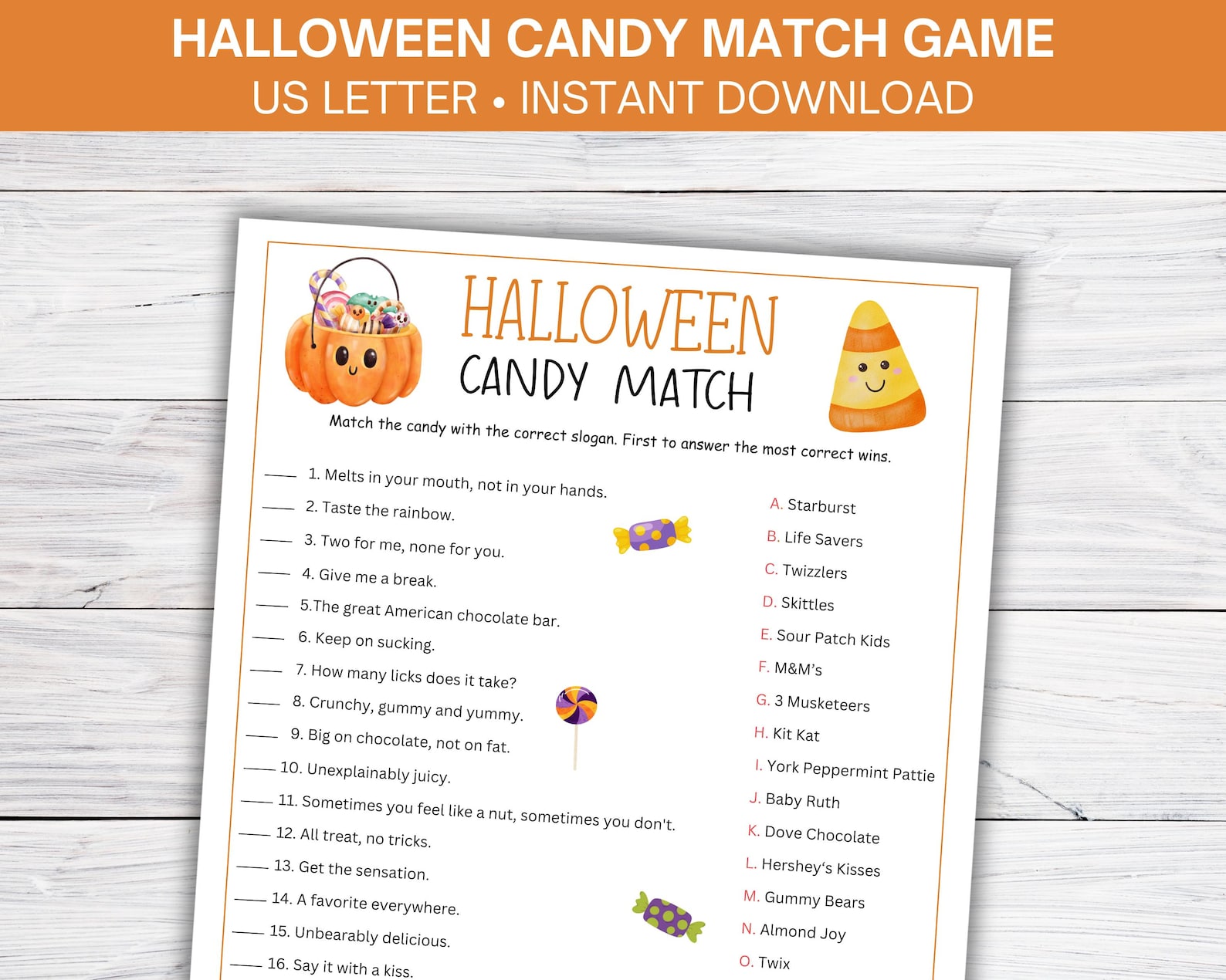 Halloween Candy Match Game, Halloween Trivia, Halloween Party Games ...