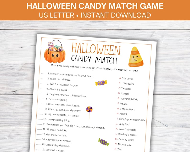 Halloween Candy Match Game, Halloween Trivia, Halloween Party Games ...