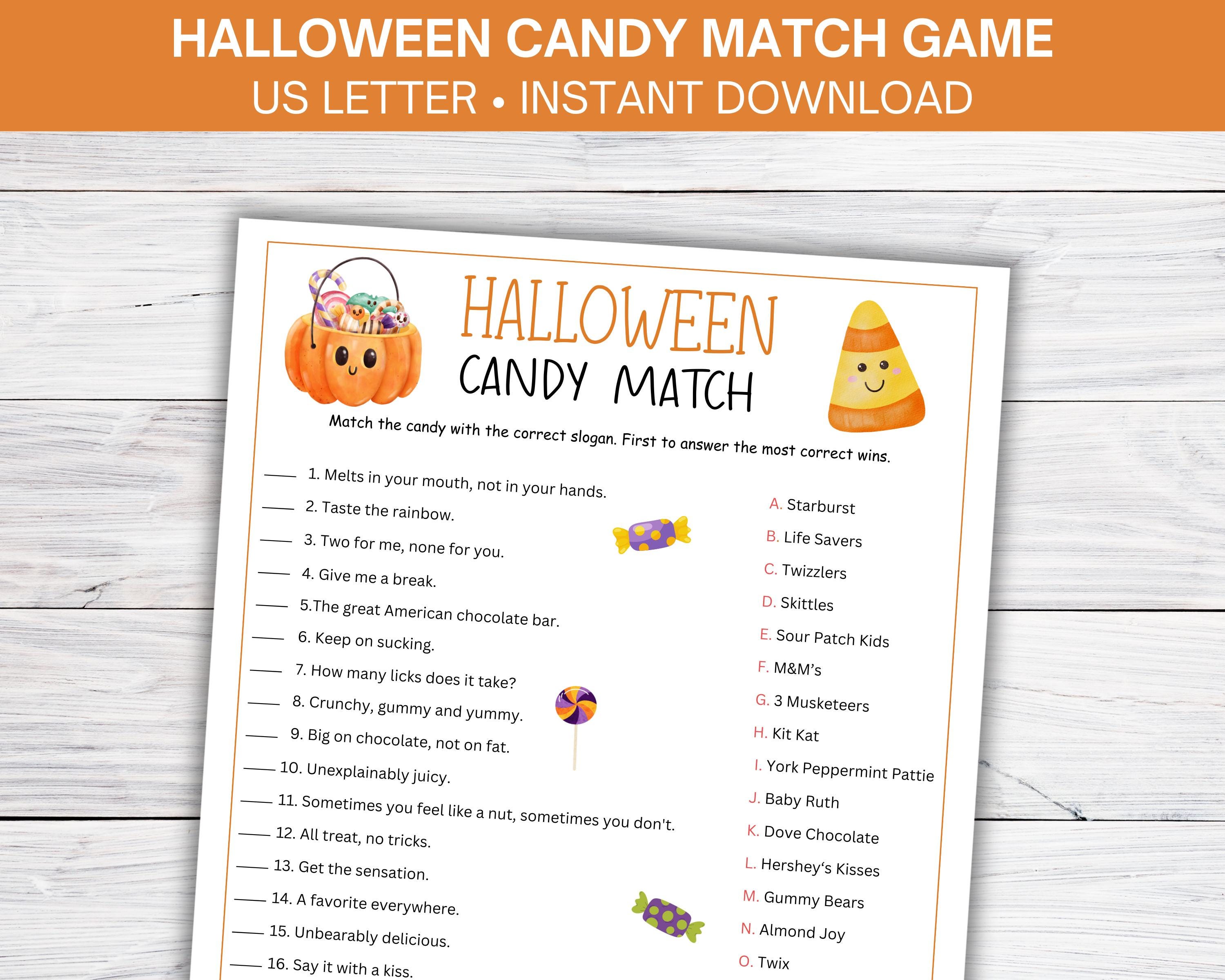 Halloween Candy Match Game, Halloween Trivia, Halloween Party Games ...