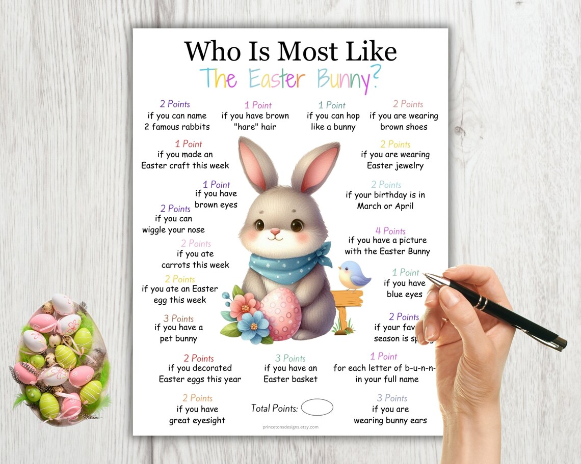 Easter Game, Who is Most Like the Easter Bunny, Easter Party Games ...