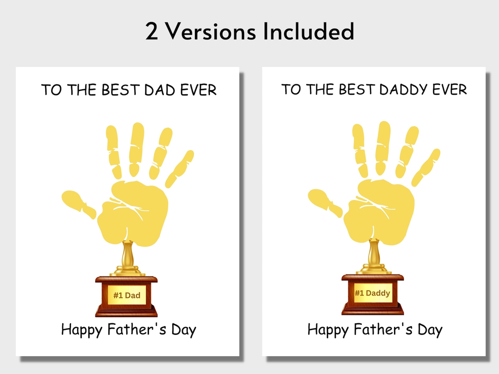 Father's Day Handprint Craft Printable Trophy Fathers Day Gift From ...