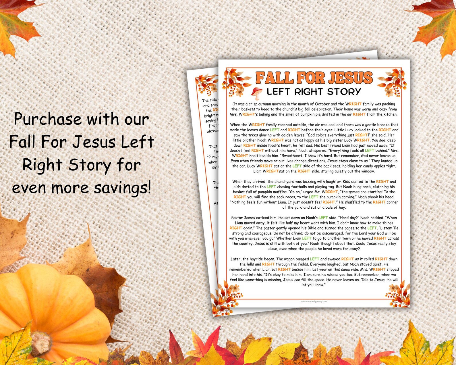 Fall for Jesus He Never Leaves Activity Placemat, Fall Sunday School ...