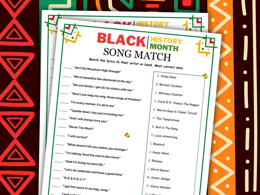 Black History Month Music Trivia Game, Black History Trivia, Black ...