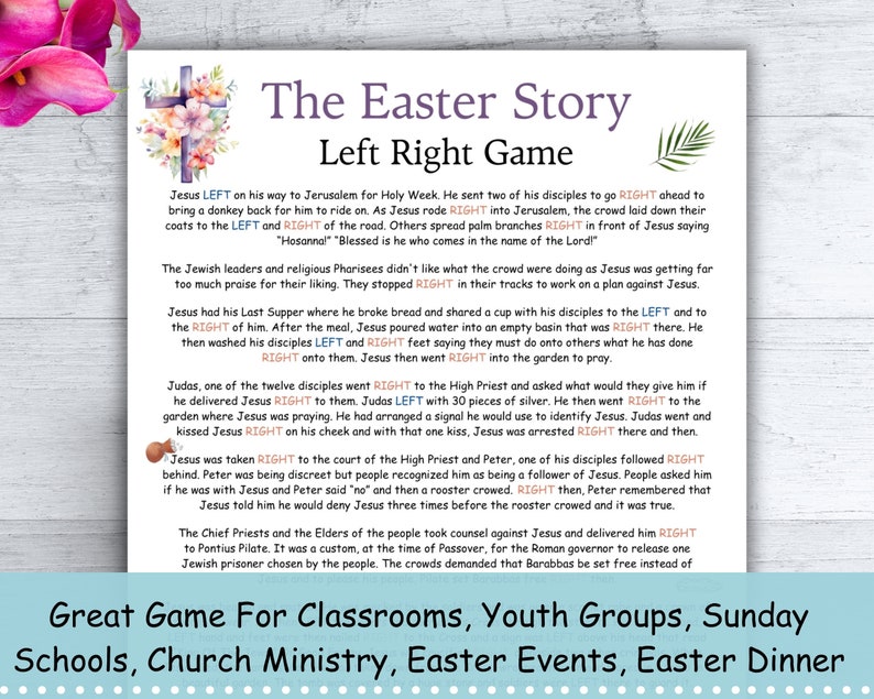 Easter Games Printable, Easter Story Left Right Game, Church Easter ...