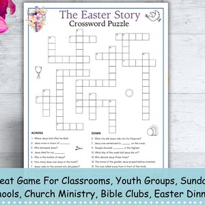 Christian Easter Crossword Puzzle Easter Games Printable Holy Week ...