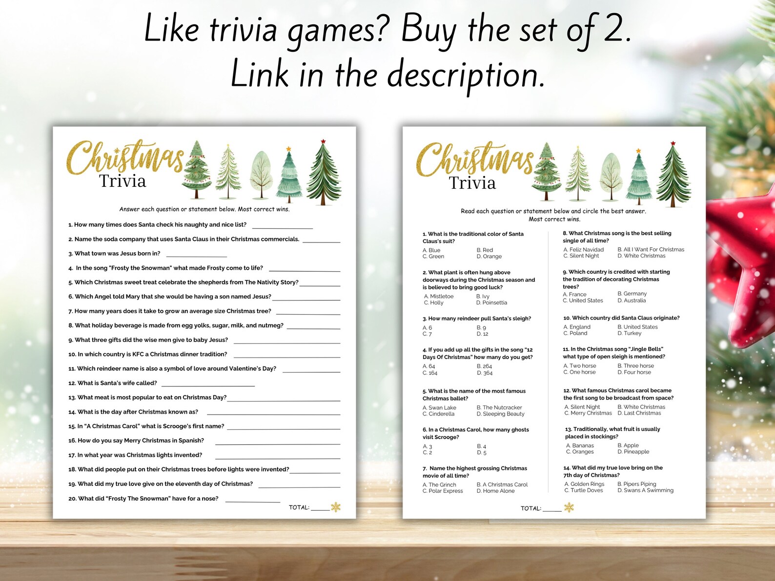 Christmas Trivia Game, Holiday Trivia Game, Printable Christmas Game ...