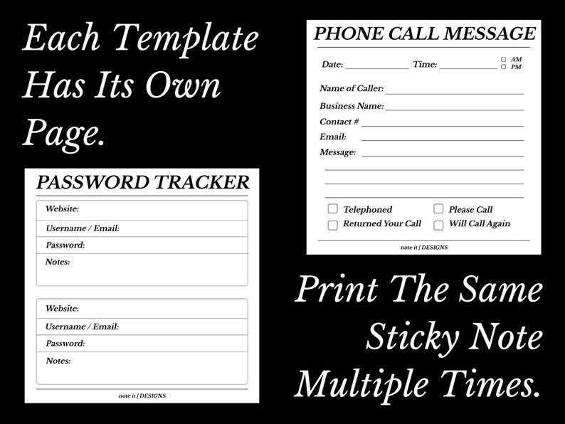 Business Sticky Note Bundle | Printable Sticky Note Minimalist ...