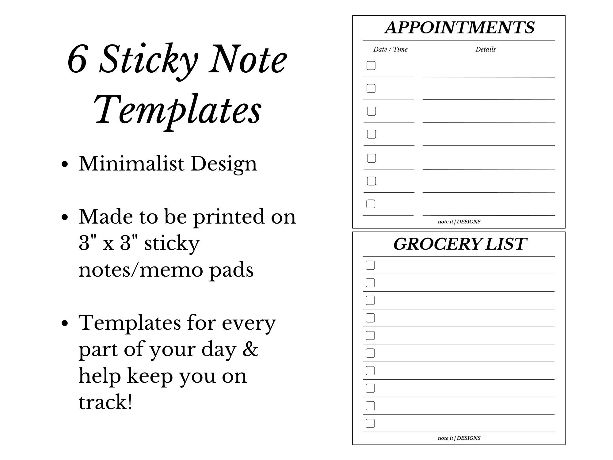 Life Sticky Note Bundle | Printable Sticky Note Minimalist Templates ...