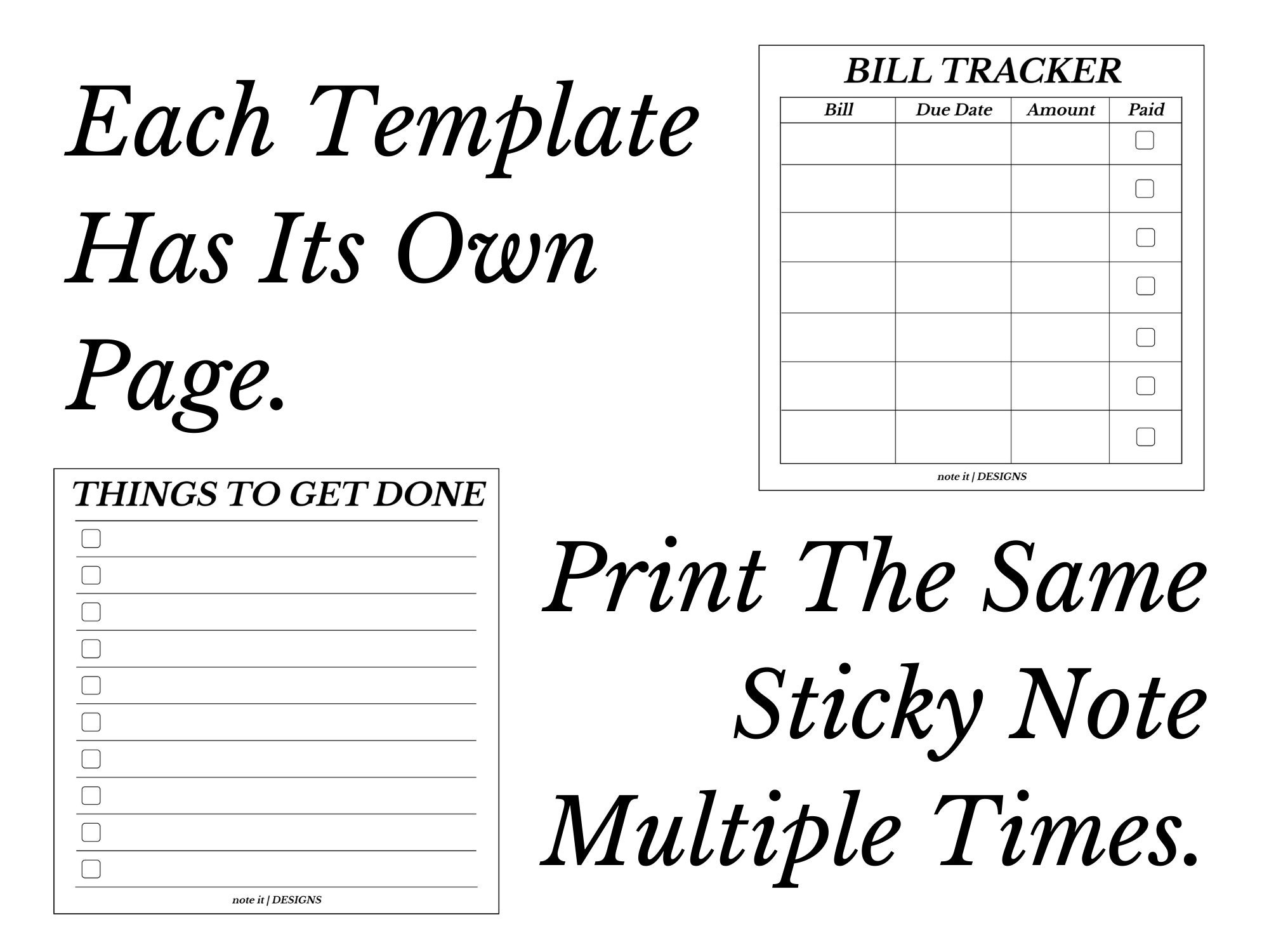 Life Sticky Note Bundle | Printable Sticky Note Minimalist Templates ...