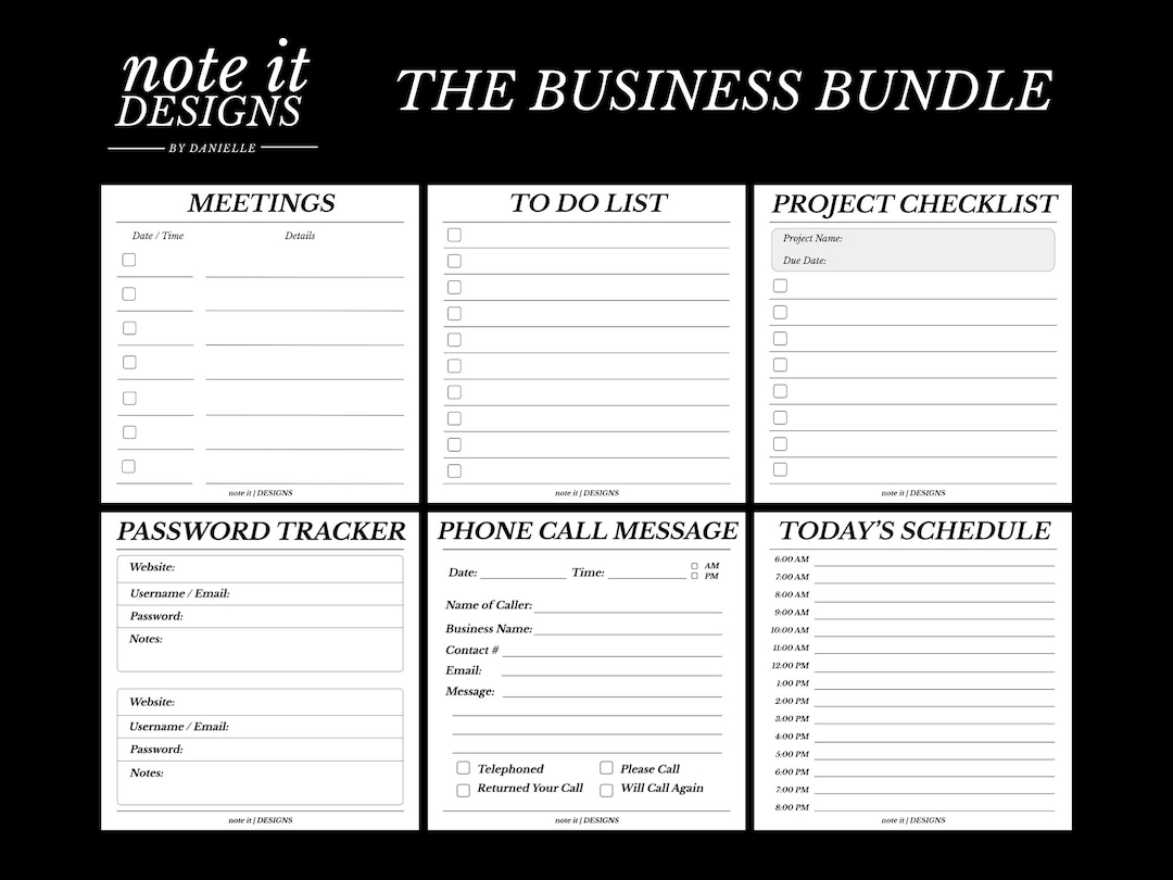 Business Sticky Note Bundle | Printable Sticky Note Minimalist ...