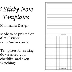 Essential Sticky Note Bundle | Printable Sticky Note Minimalist ...