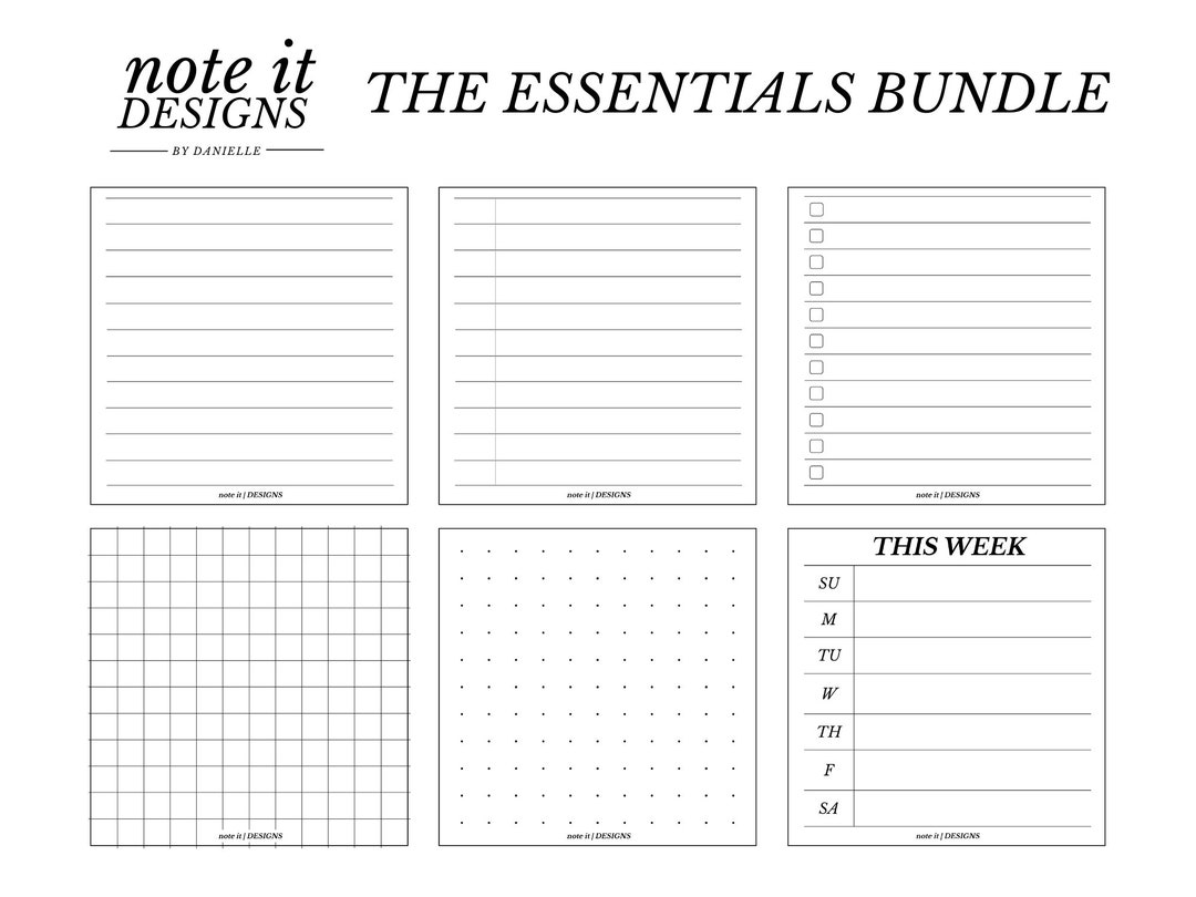 Essential Sticky Note Bundle | Printable Sticky Note Minimalist ...