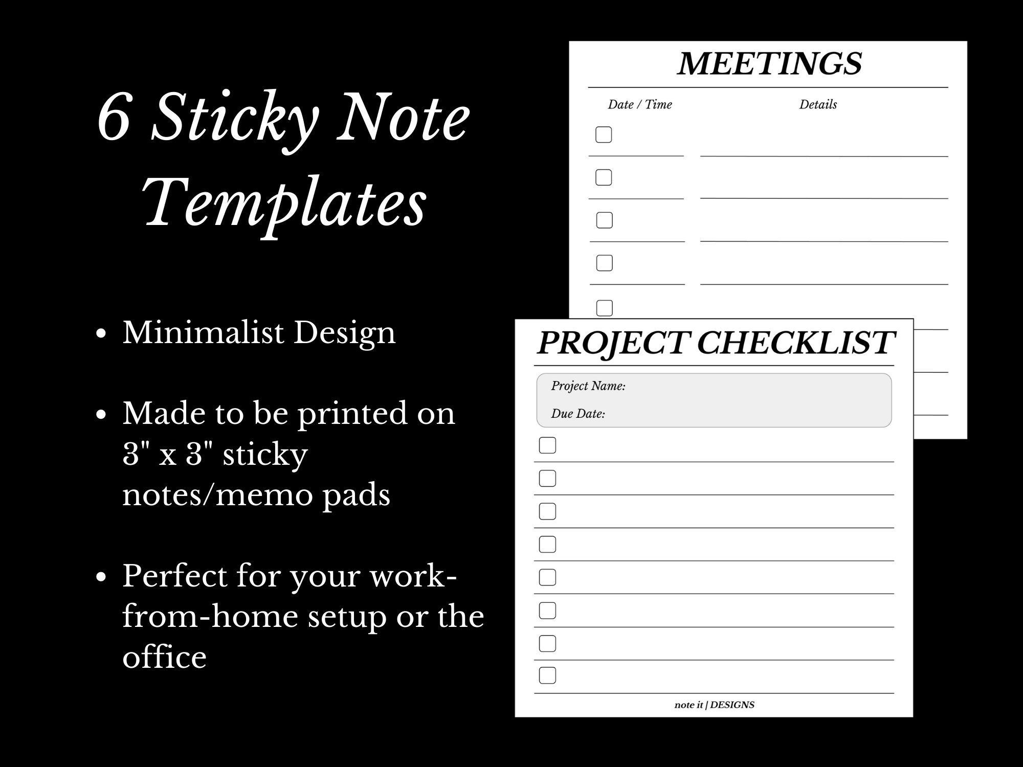 Business Sticky Note Bundle | Printable Sticky Note Minimalist ...